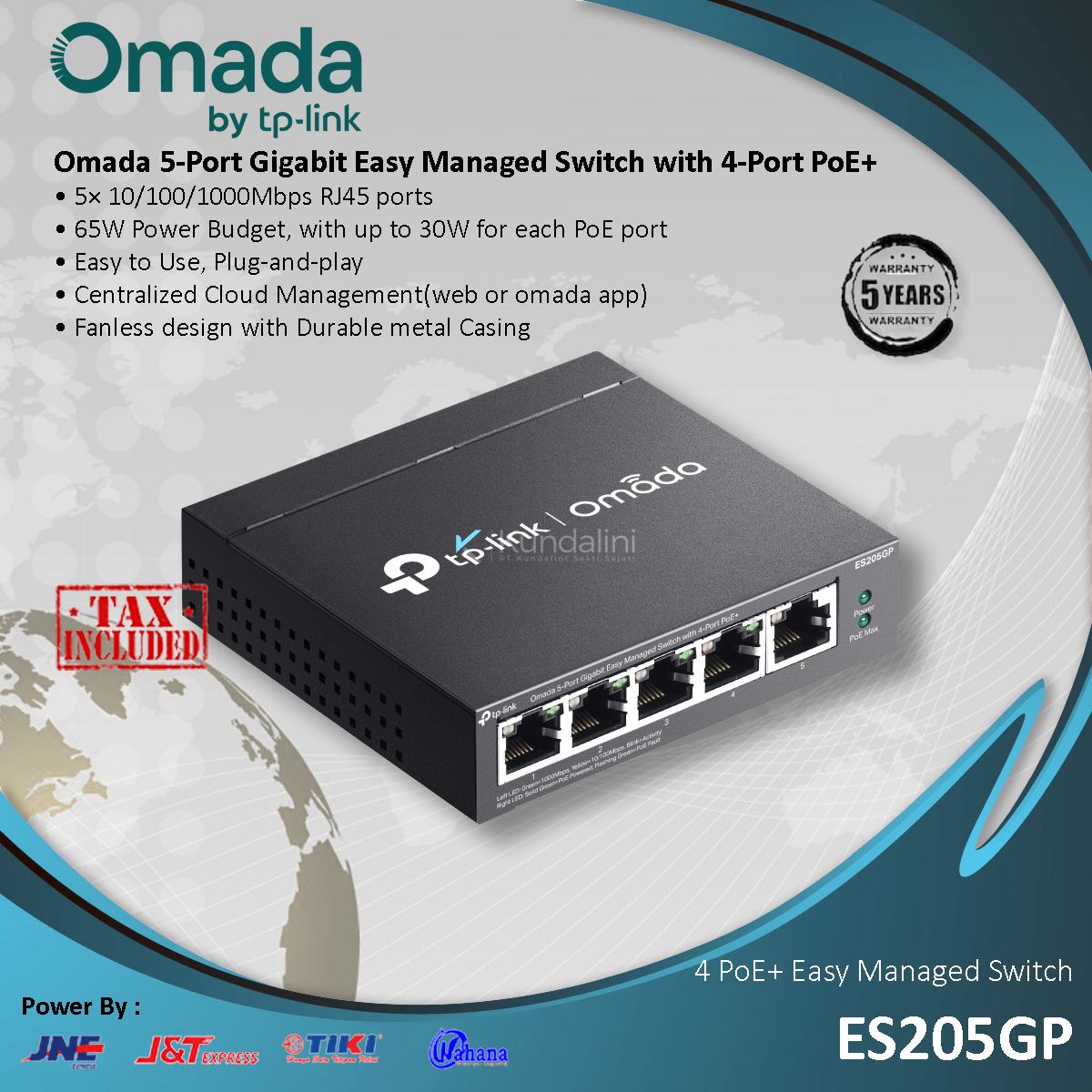 Omada ES205GP by tplink – 5-Port Gigabit Easy Managed Switch with 4 ...